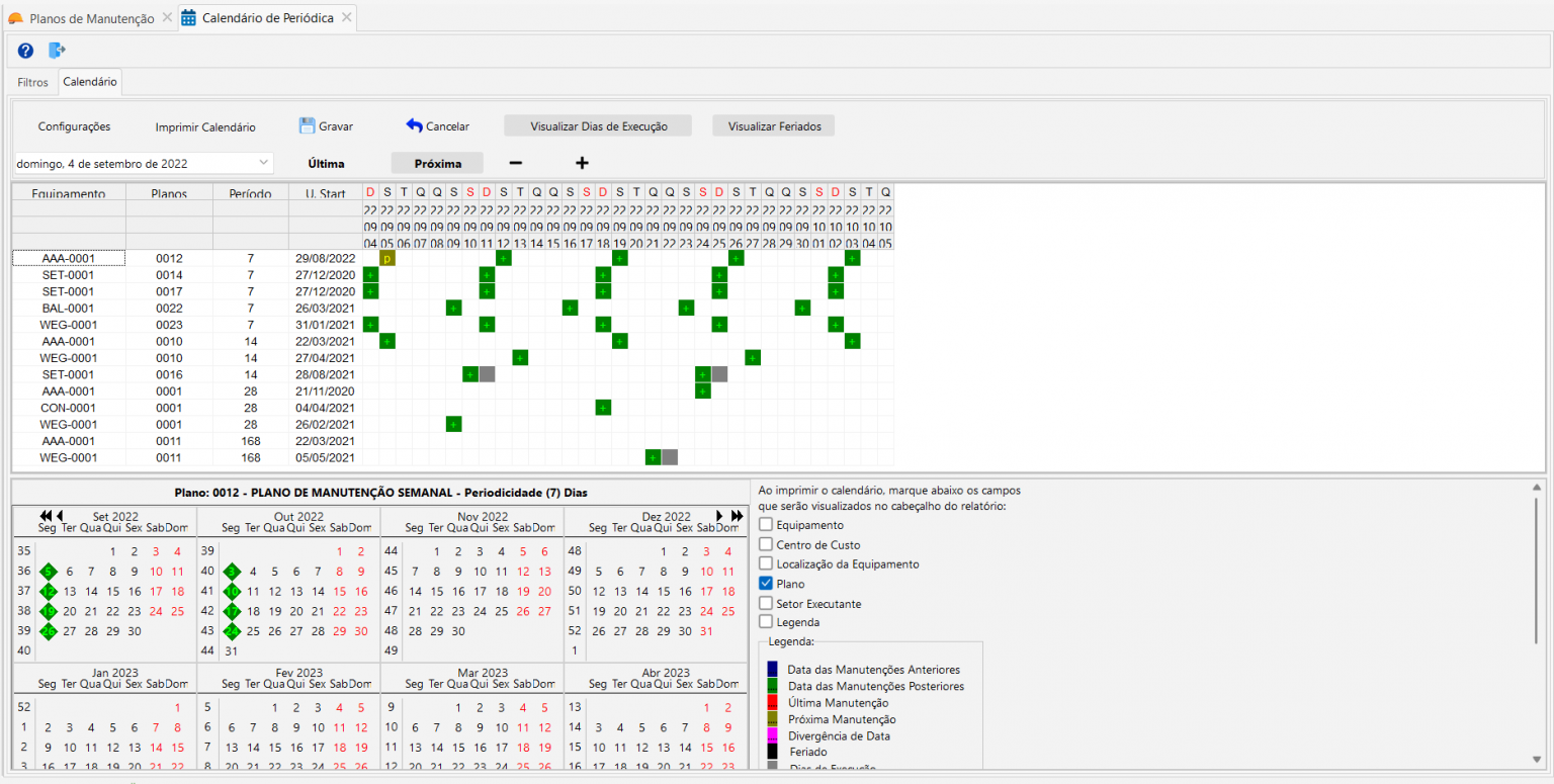 Programação de Manutenção Baseada no Tempo (TBM) - Periódica